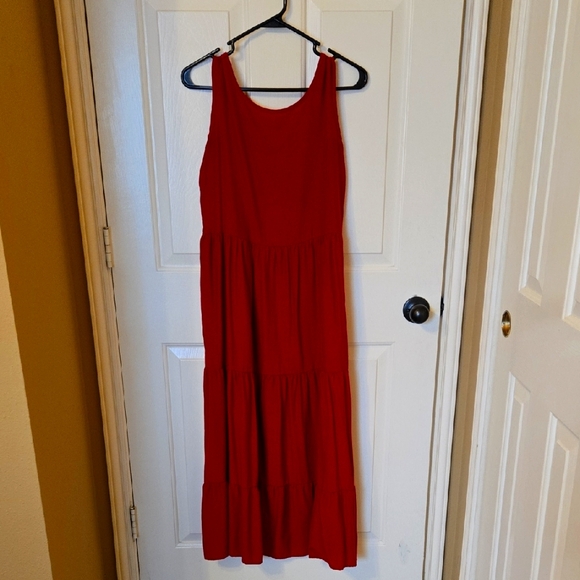 Halife | Dresses | Red Maxi Dress Halife Size S Tiered Ruffles With ...